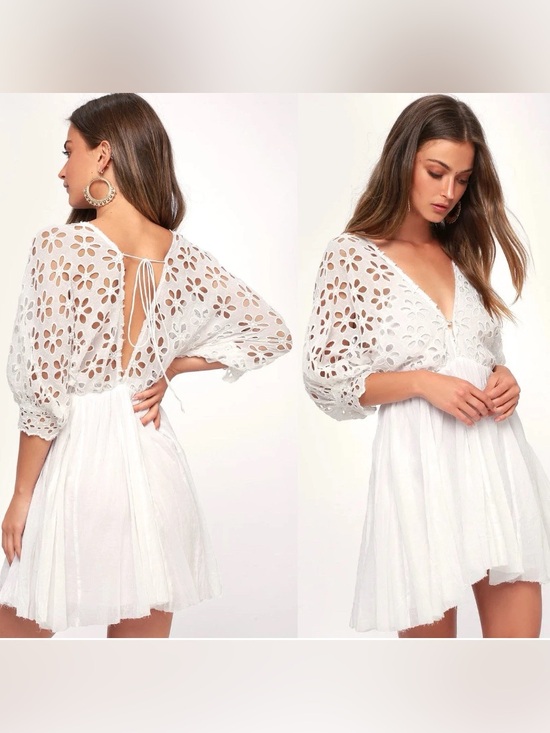 Free People | Dresses | Free People One Bella Note Eyelet Mini Dress ...